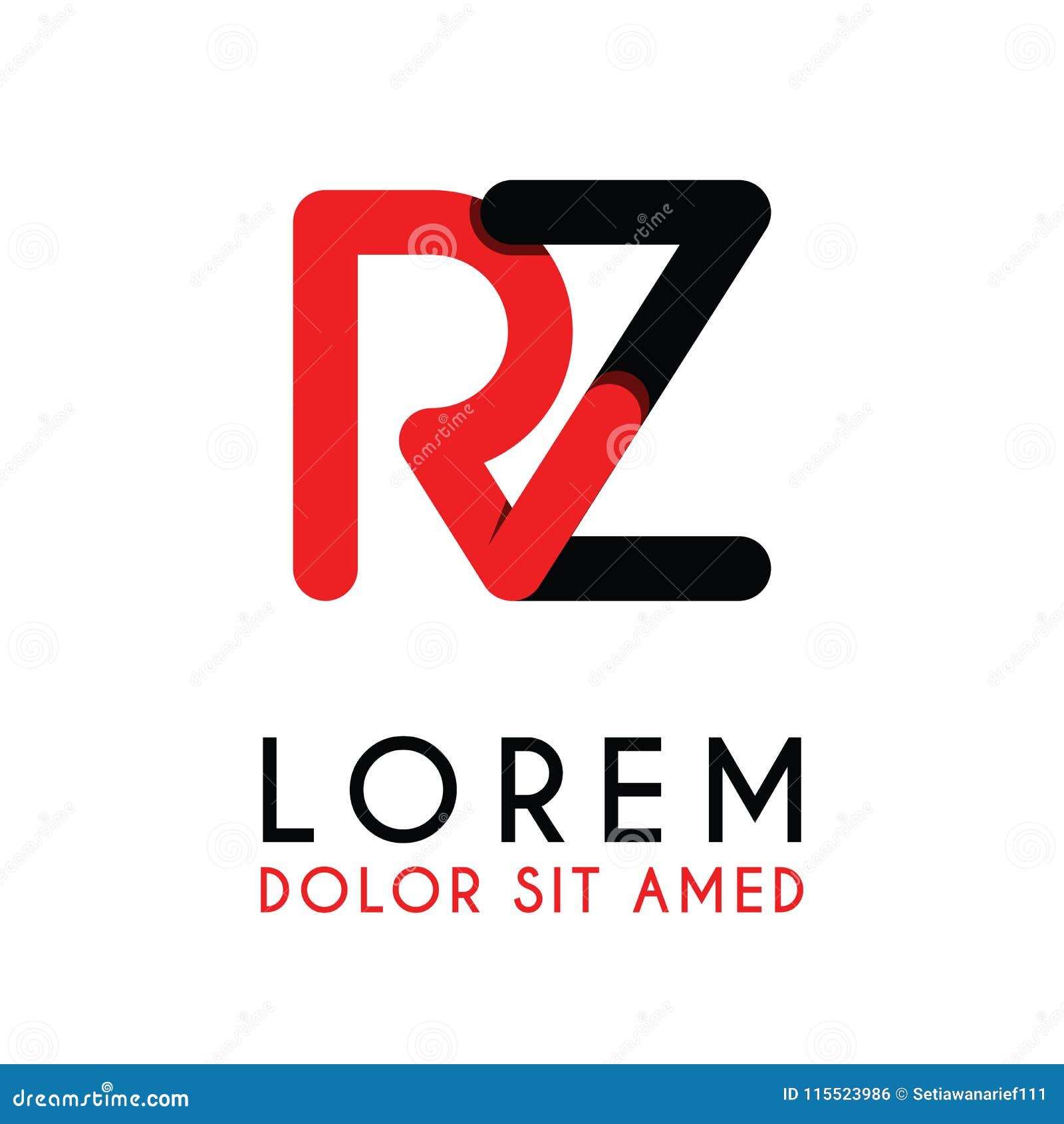 Initial Letter RZ with Red Black and Has Rounded Corners Stock Vector ...