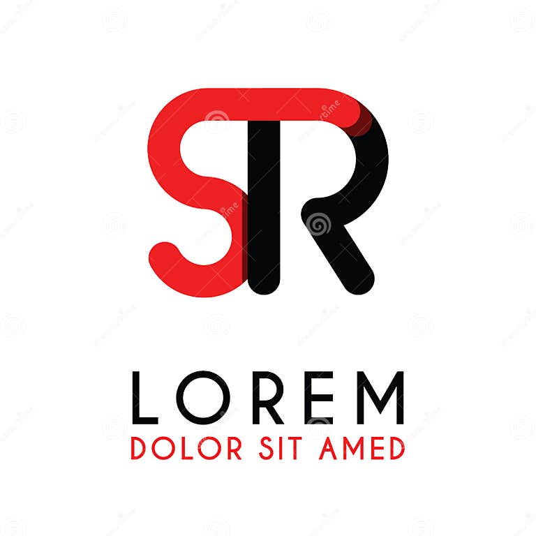 Initial Letter SR with Red Black and Has Rounded Corners Stock Vector ...