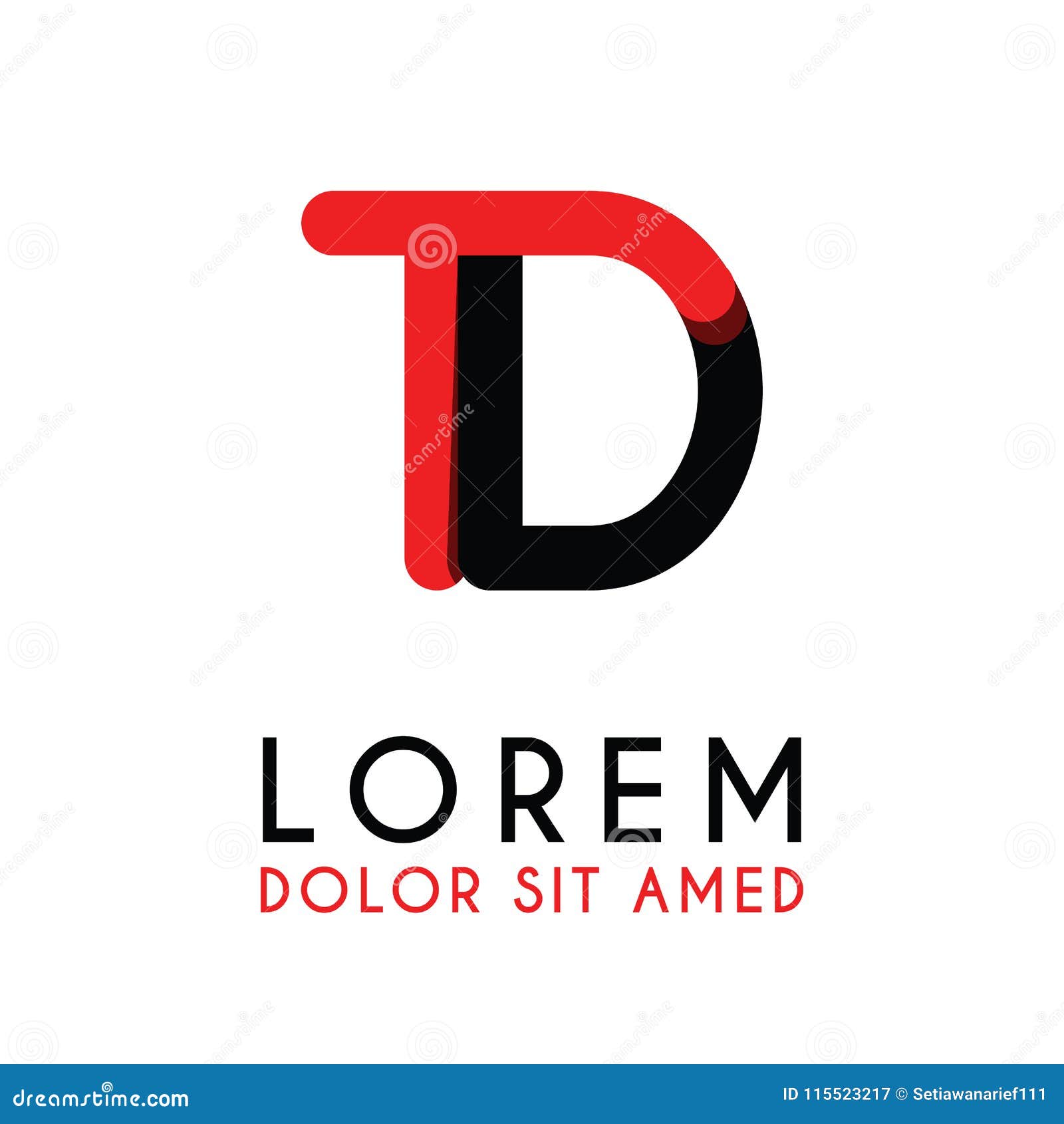 Initial Letter TD with Red Black and Has Rounded Corners Stock Vector ...