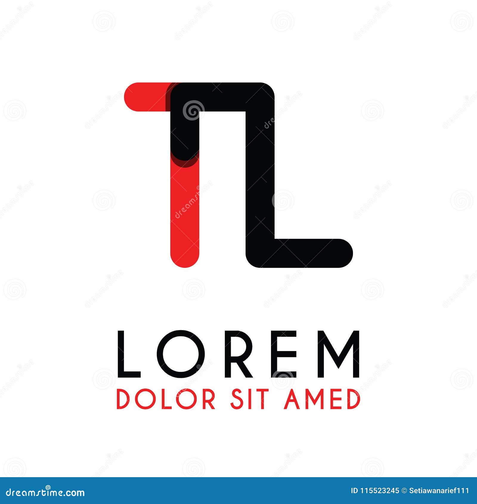 Initial Letter TL with Red Black and Has Rounded Corners Stock Vector ...