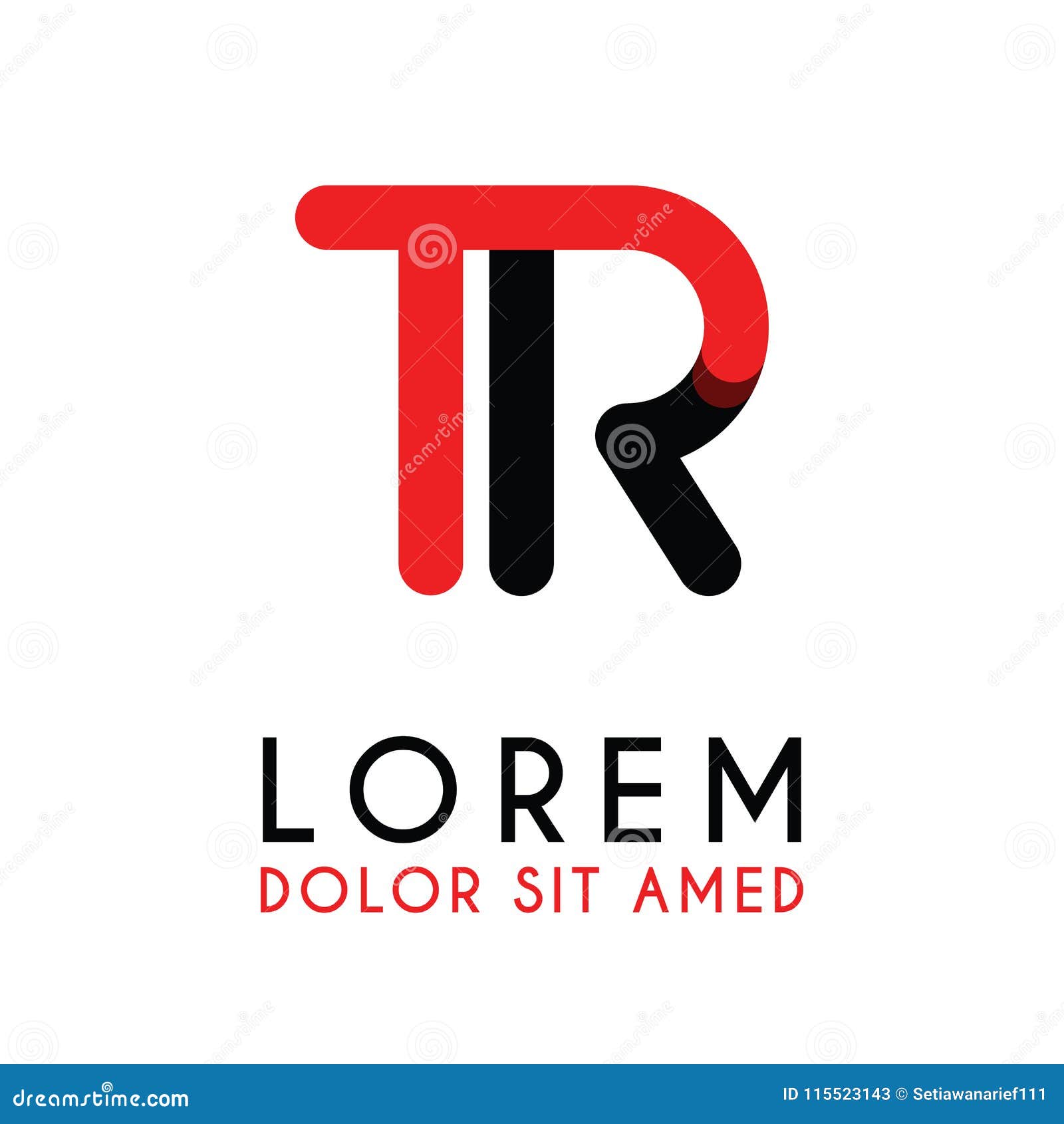 Initial Letter TR with Red Black and Has Rounded Corners Stock Vector ...