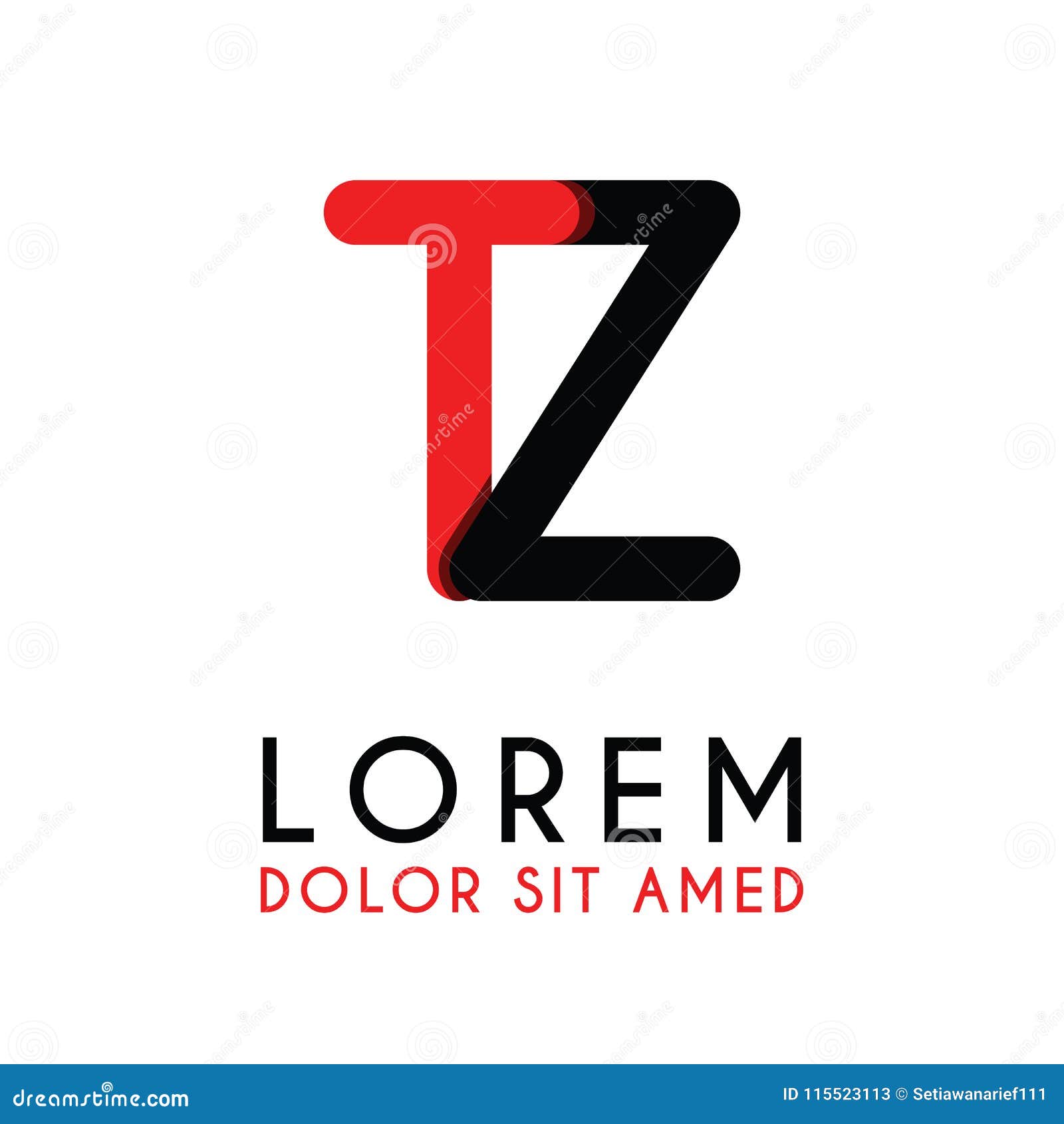 Initial Letter TZ with Red Black and Has Rounded Corners Stock Vector ...