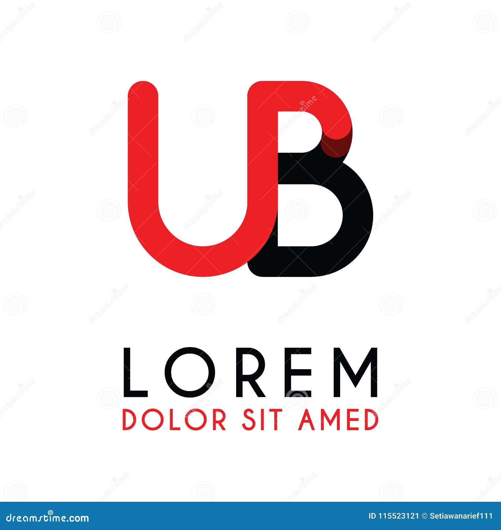Initial Letter UB with Red Black and Has Rounded Corners Stock Vector ...