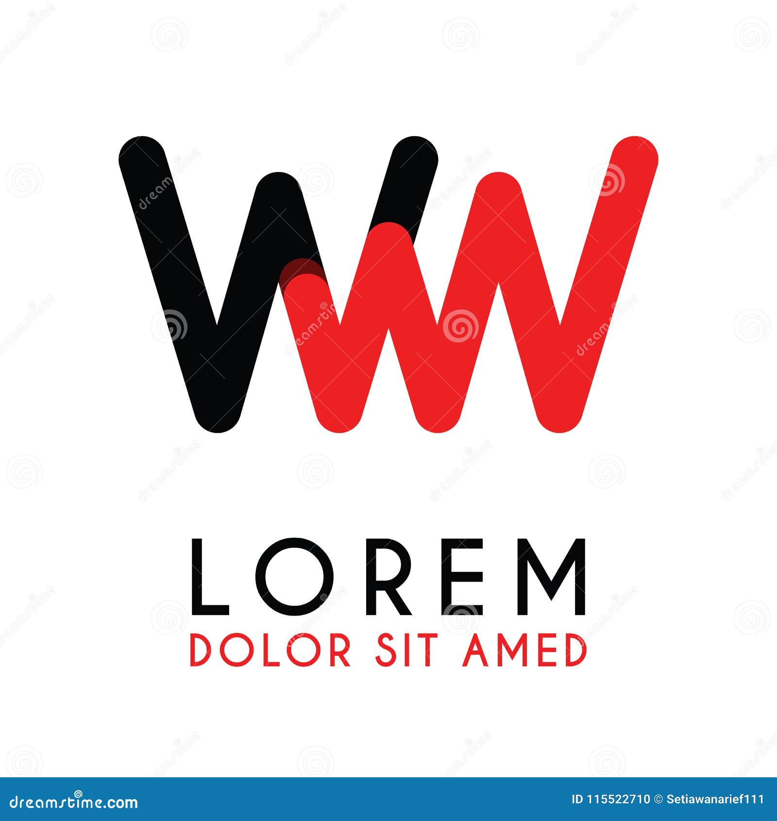 Initial Letter WW with Red Black and Has Rounded Corners Stock Vector ...