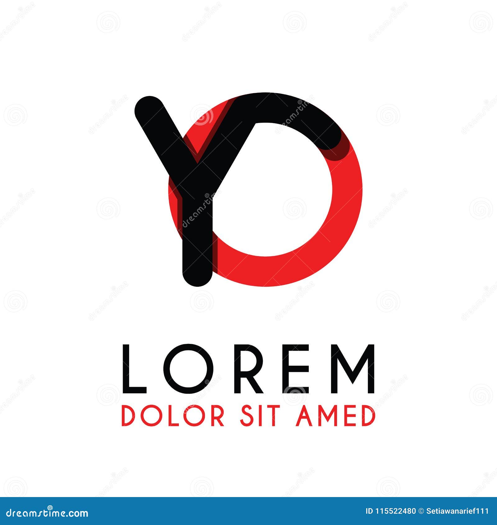 Initial Letter YO with Red Black and Has Rounded Corners Stock Vector ...