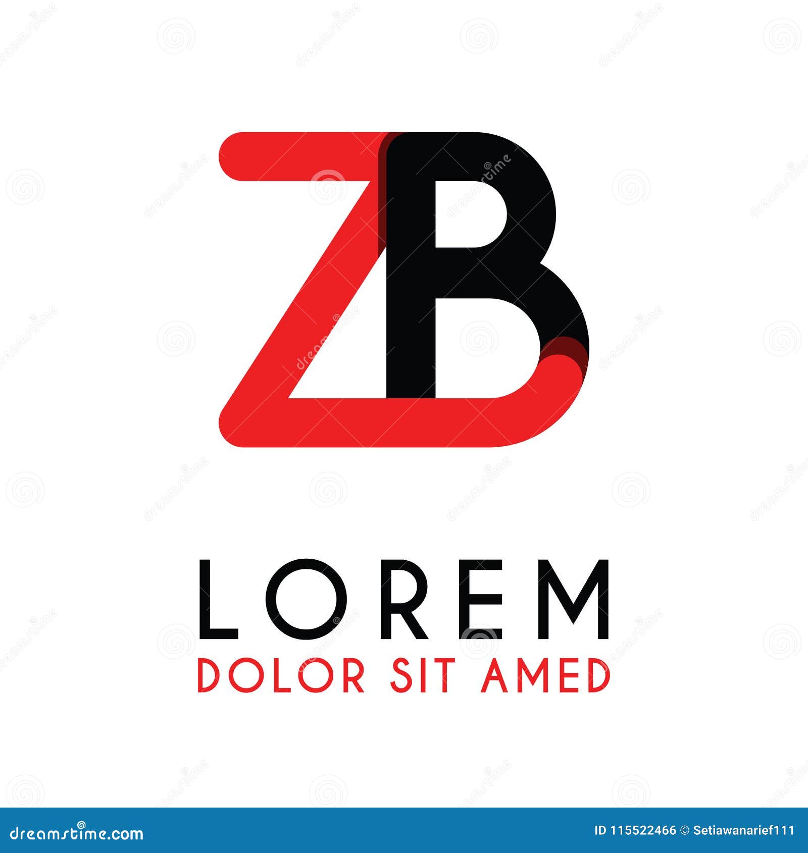 Initial Letter ZB with Red Black and Has Rounded Corners Stock Vector ...