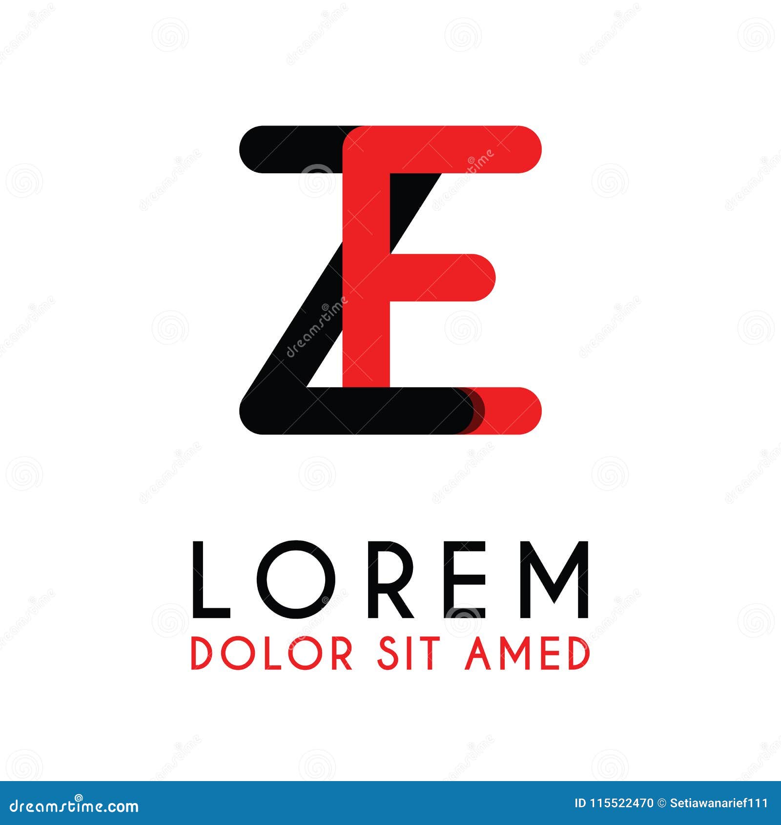 Initial Letter ZE with Red Black and Has Rounded Corners Stock Vector ...