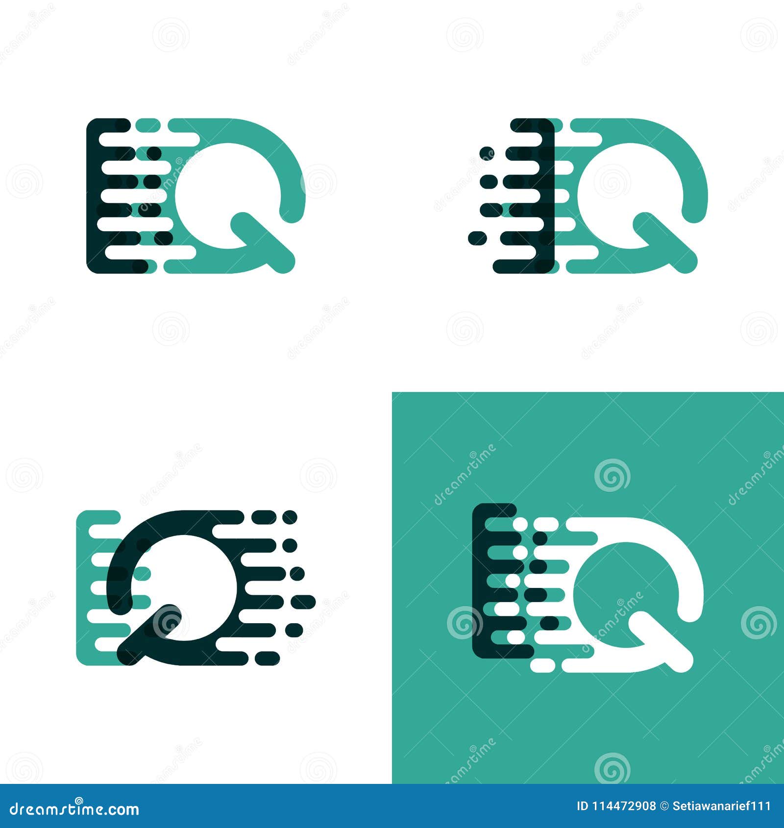 IQ Letters Logo with Accent Speed in Light Green and Dark Green Stock ...