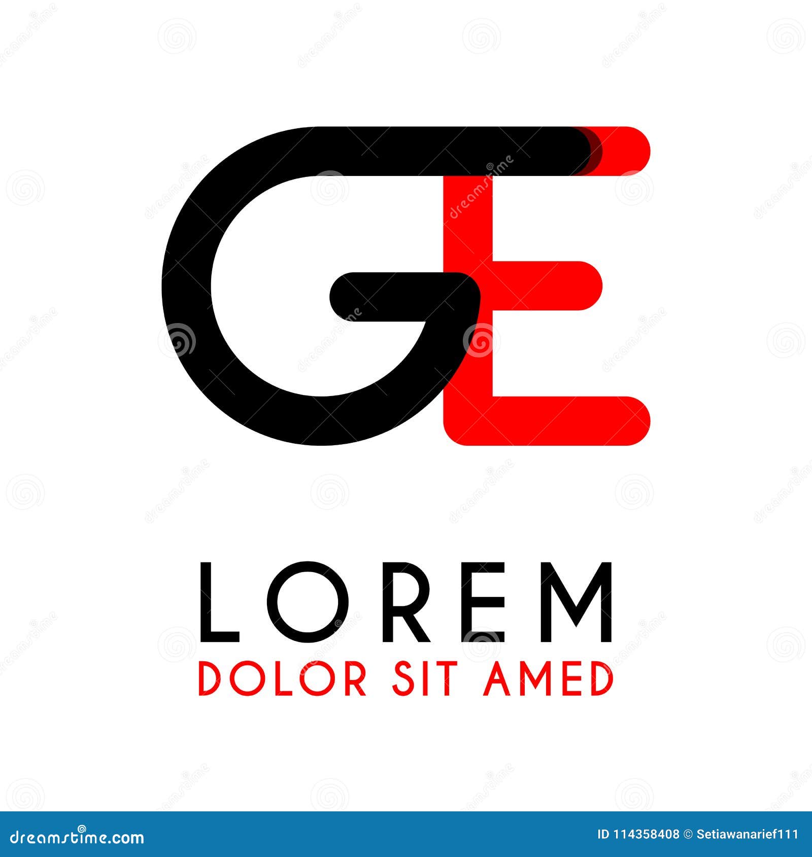 Initial Letter GE with Red Black and Has Rounded Corners Stock Vector ...