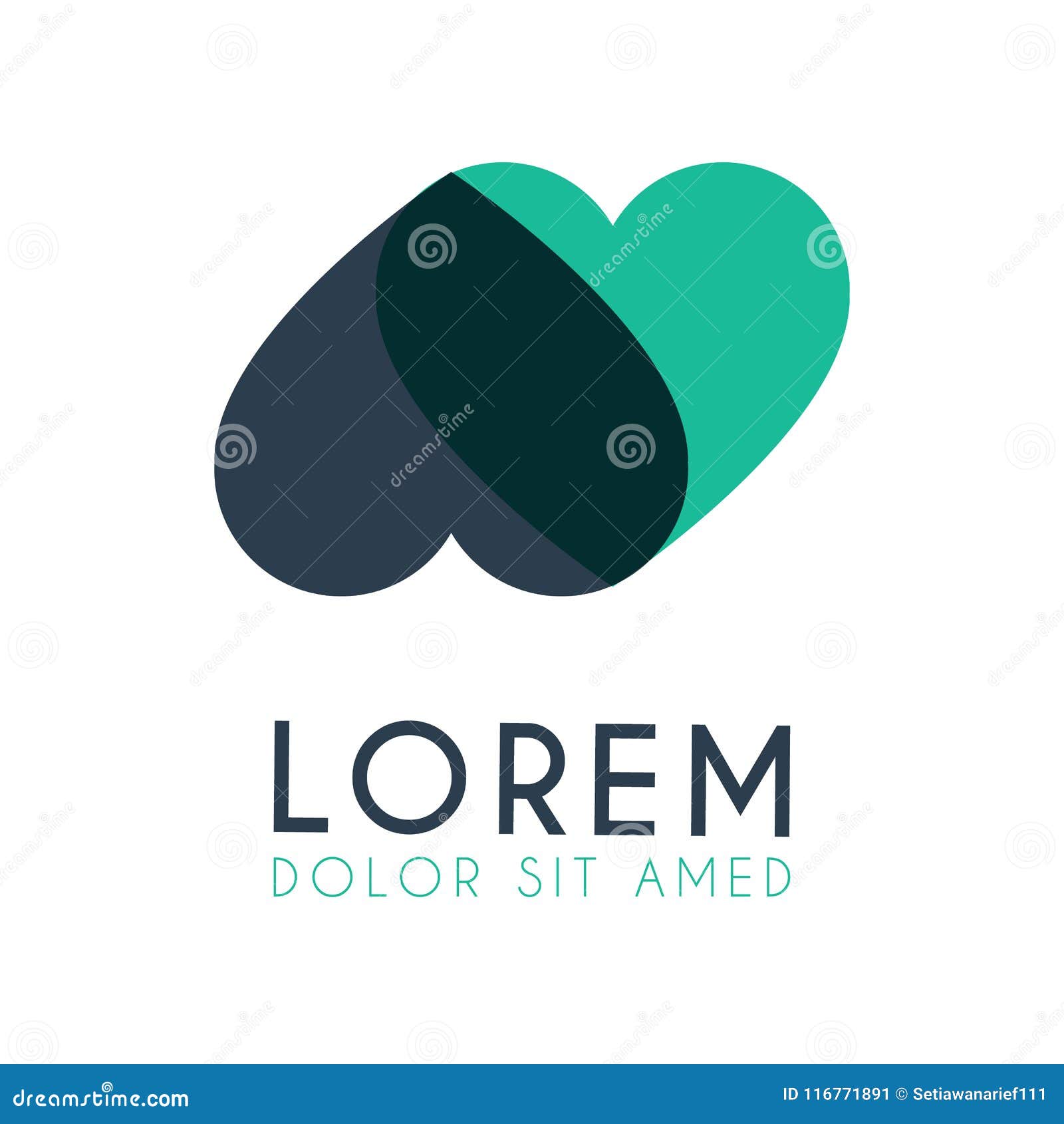 Logo Two Hearts Are Parallel And Mutually Green And Blue Royalty-Free ...