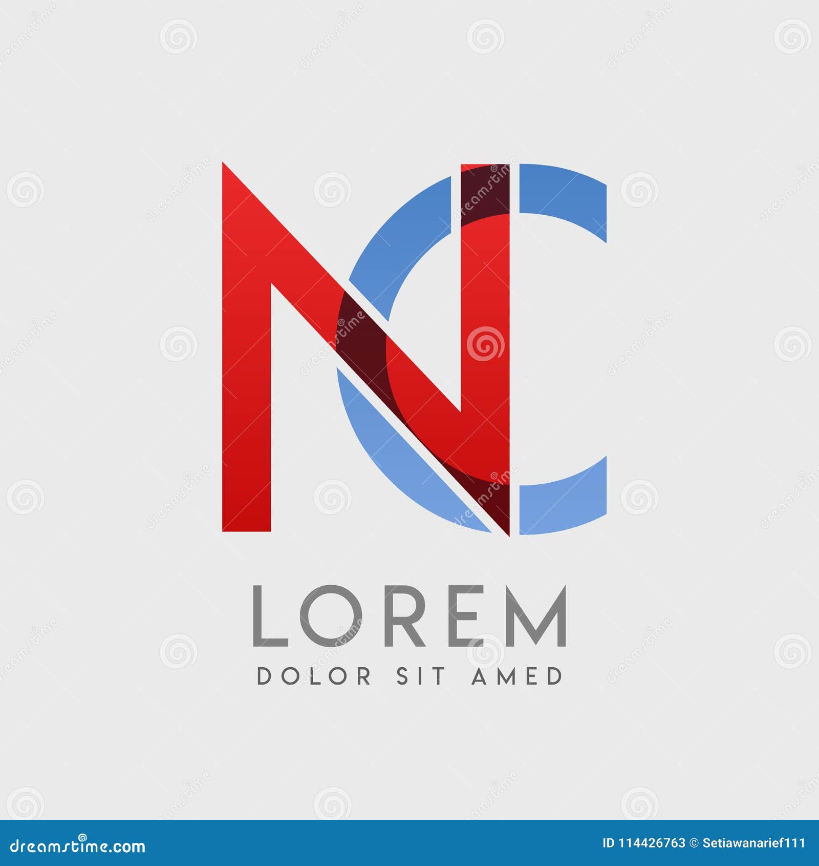 NC Logo Letters with Blue and Red Gradation Stock Vector - Illustration ...