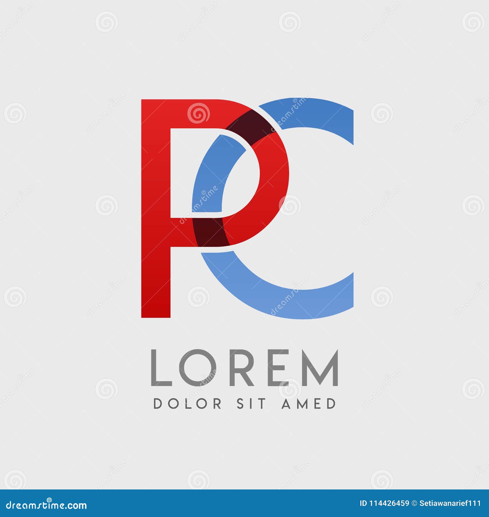 PC Logo Letters with Blue and Red Gradation Stock Vector - Illustration ...