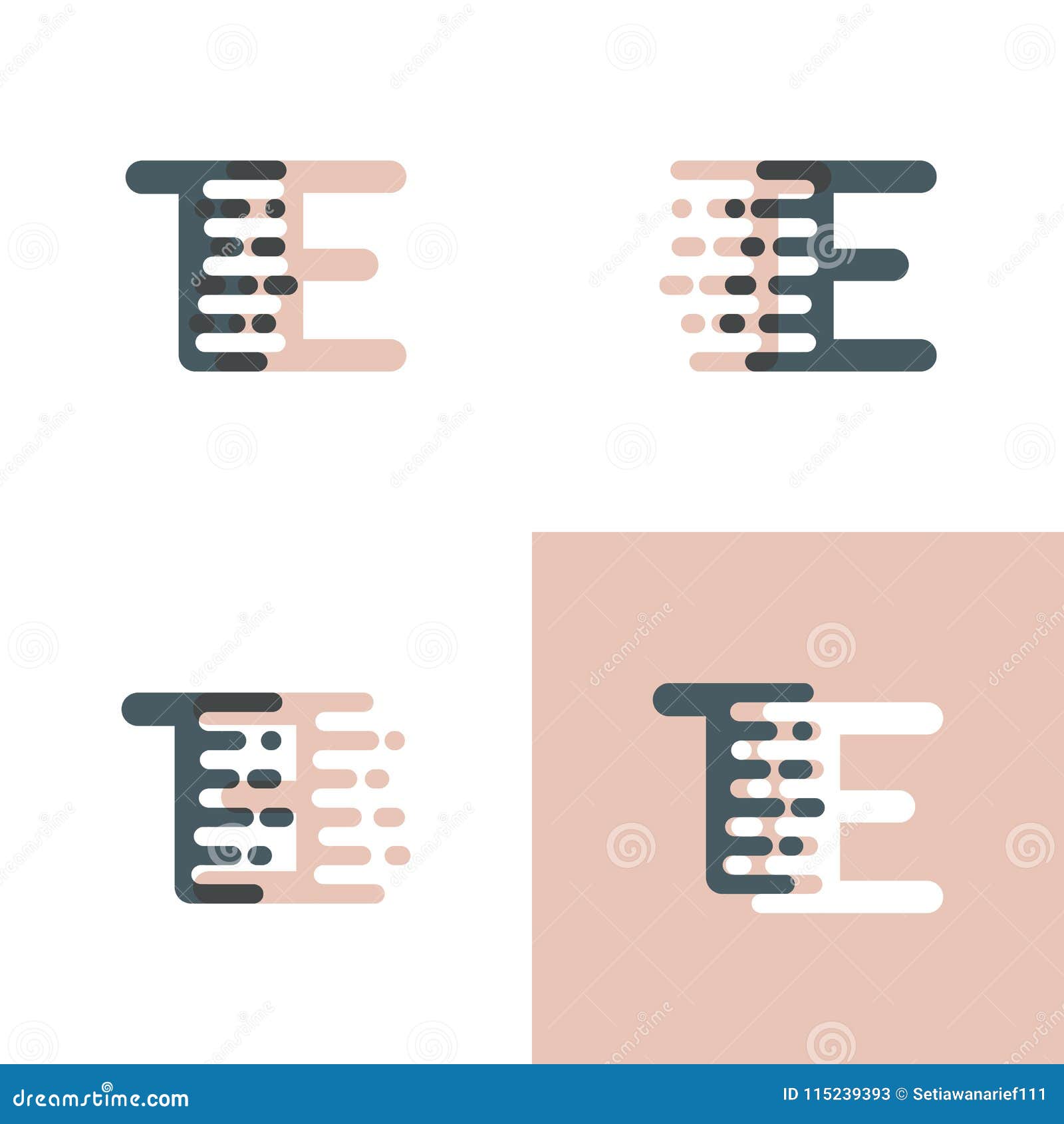 TE Letters Logo with Accent Speed Pink and Gray Stock Vector ...