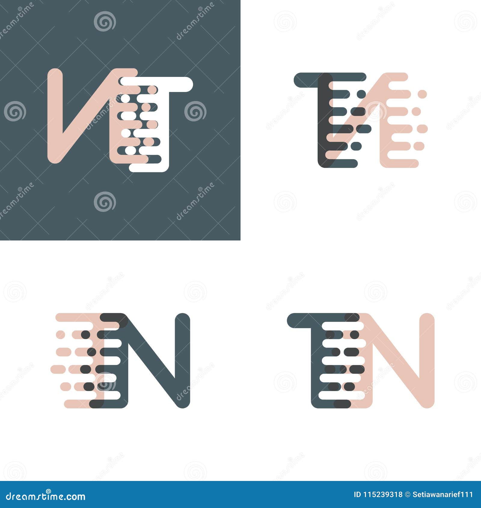 TN Letters Logo with Accent Speed Pink and Gray Stock Vector ...