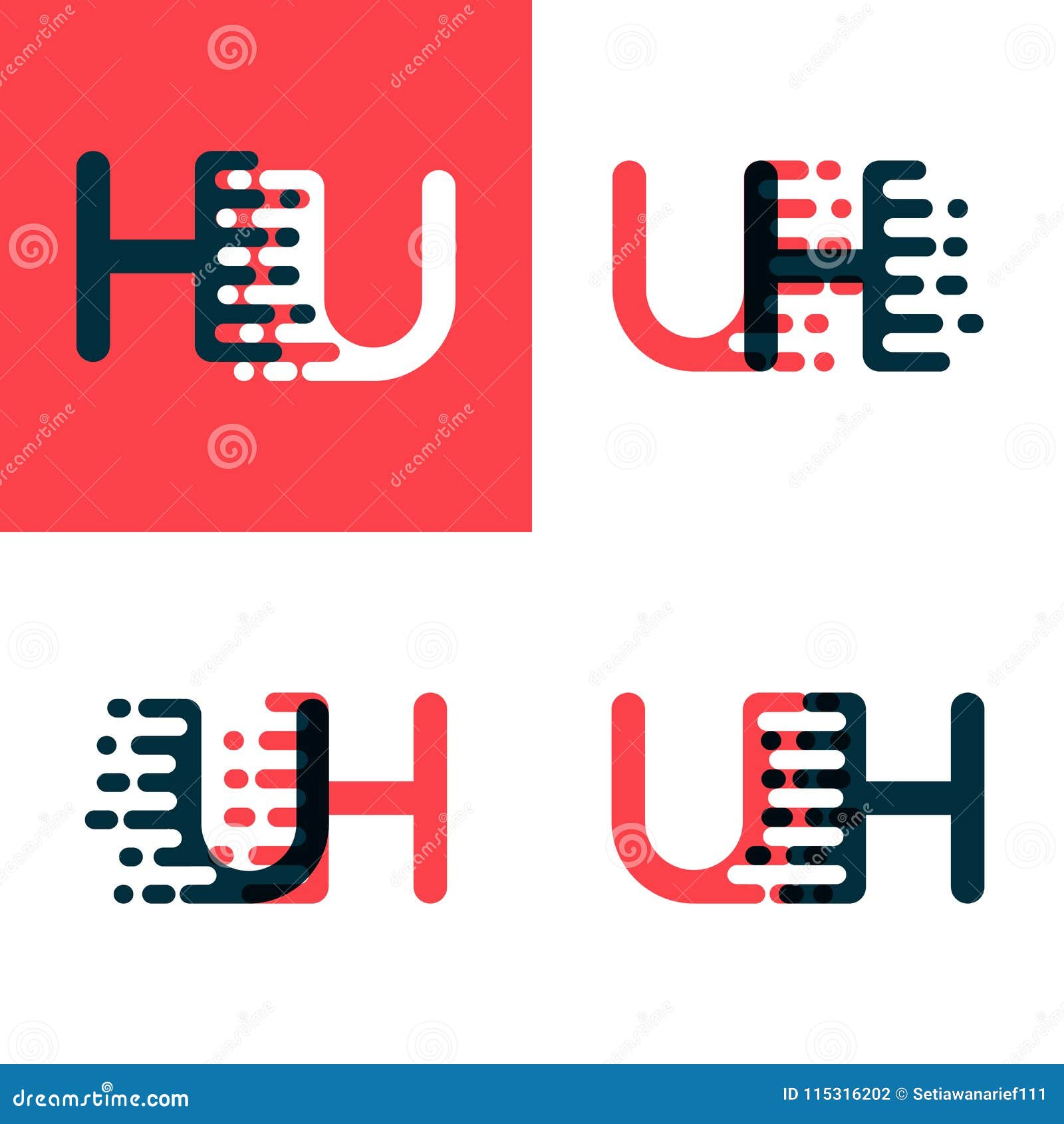 UH Letters Logo with Accent Speed Dark Red and Dark Blue Stock Vector ...
