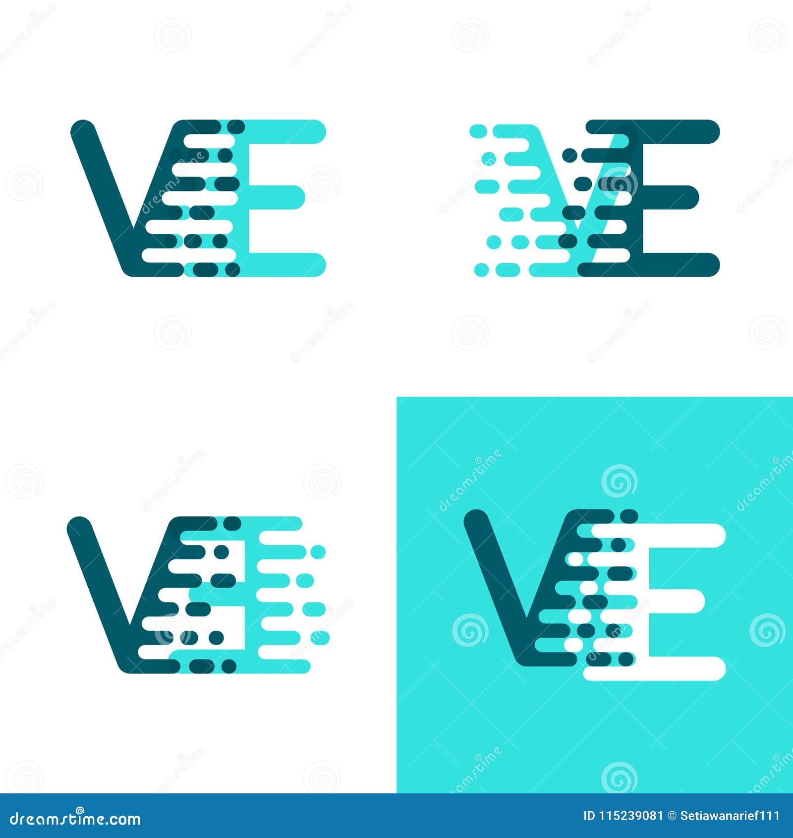 VE Letters Logo with Accent Speed Green and Blue Stock Vector ...