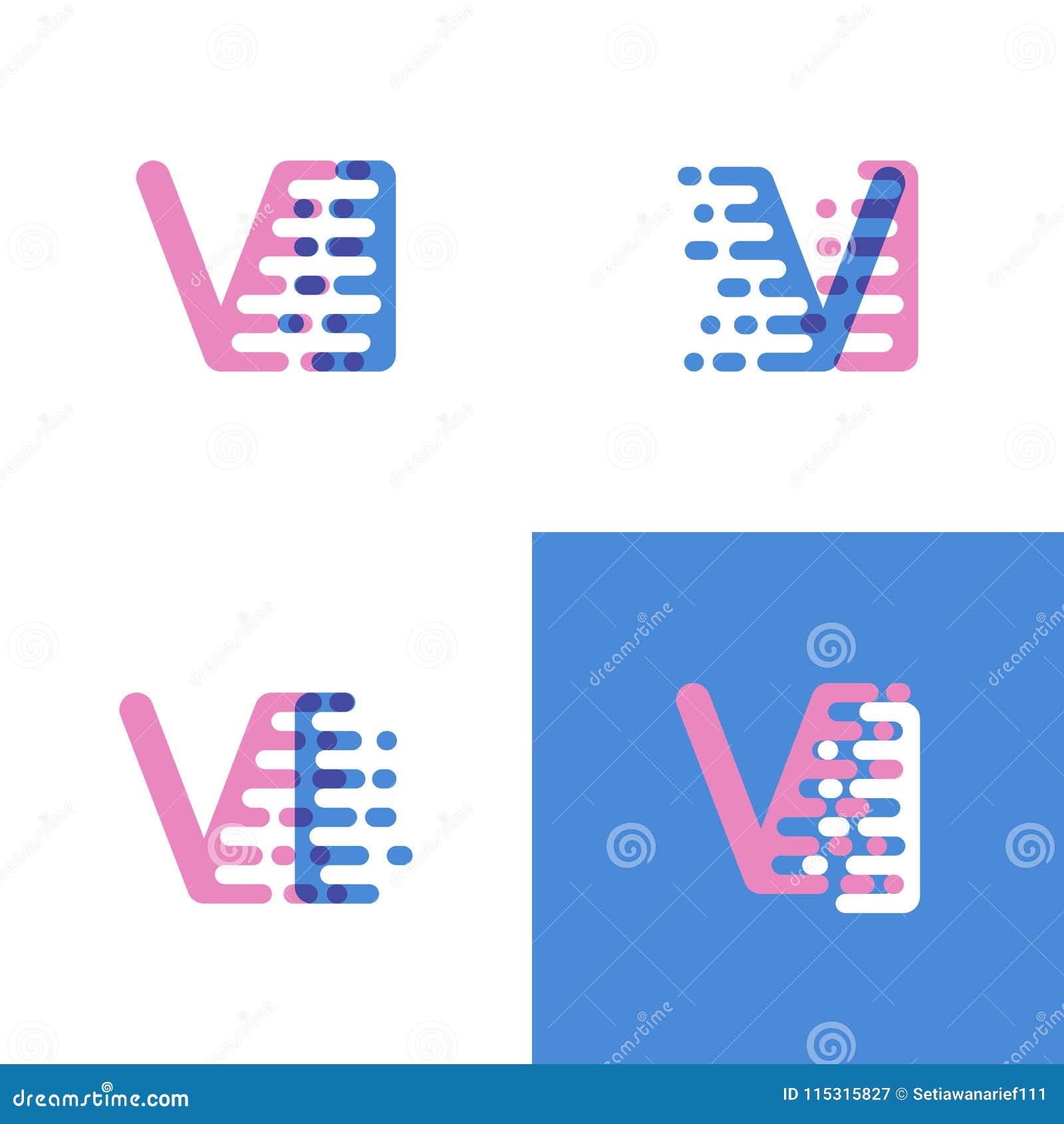 VI Letters Logo with Accent Speed Soft Pink and Soft Blue Stock Vector ...