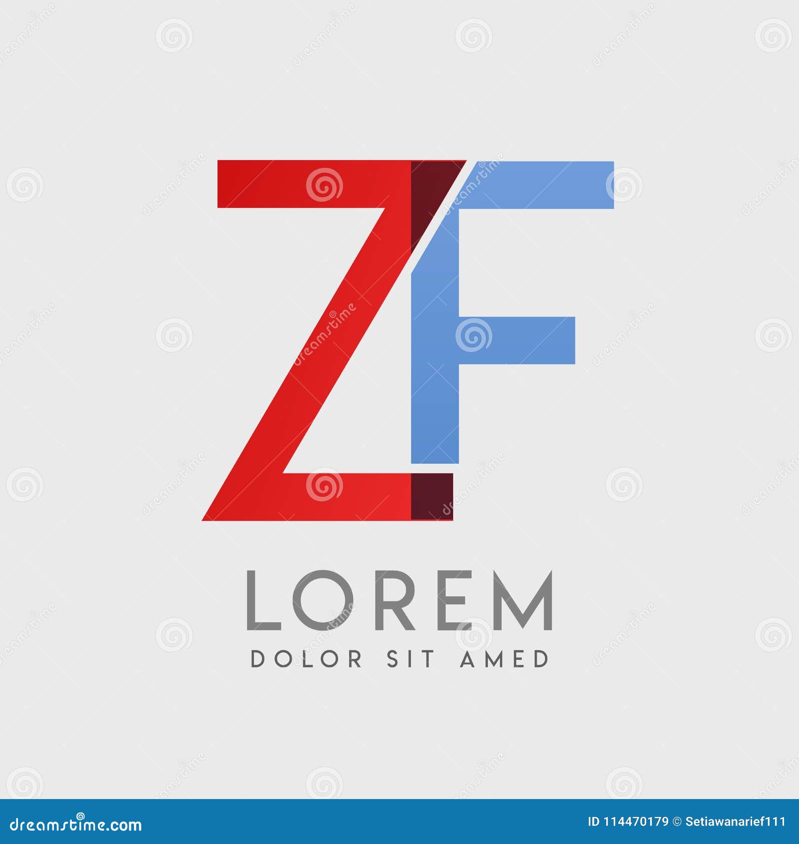ZF Logo Letters with Blue and Red Gradation Stock Vector - Illustration ...