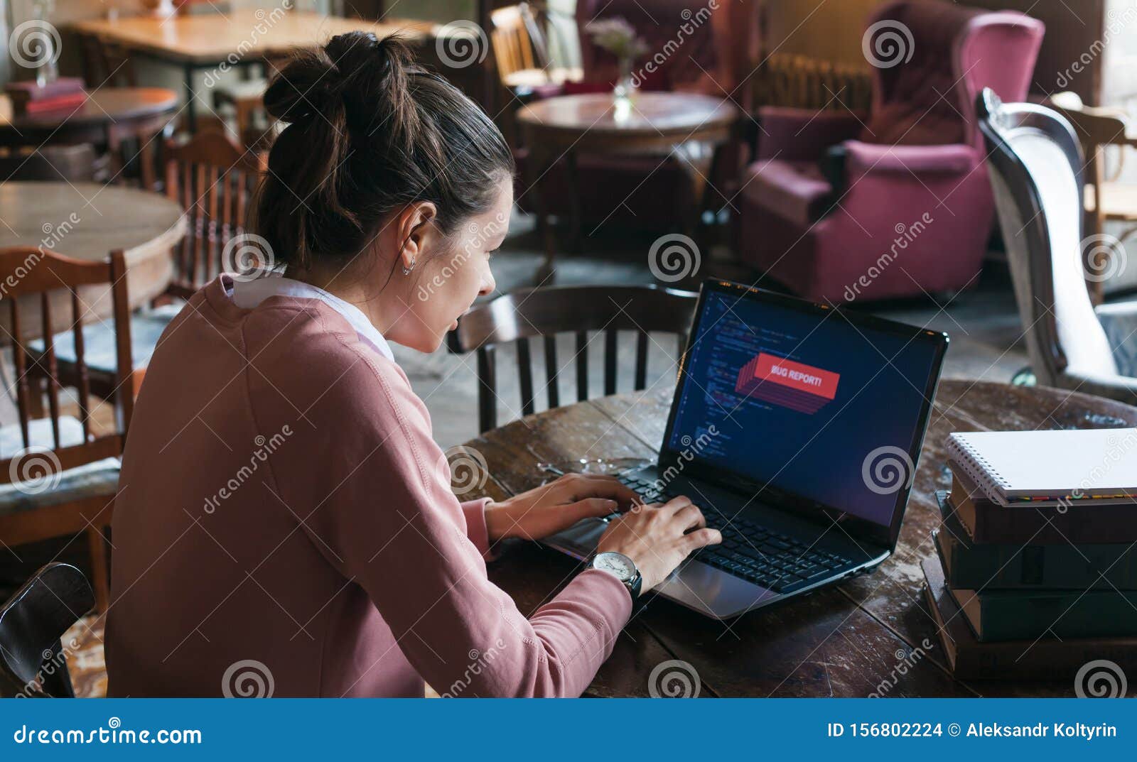 Something Went Wrong. Very Excited Girl in Front of Laptop, with Site ...