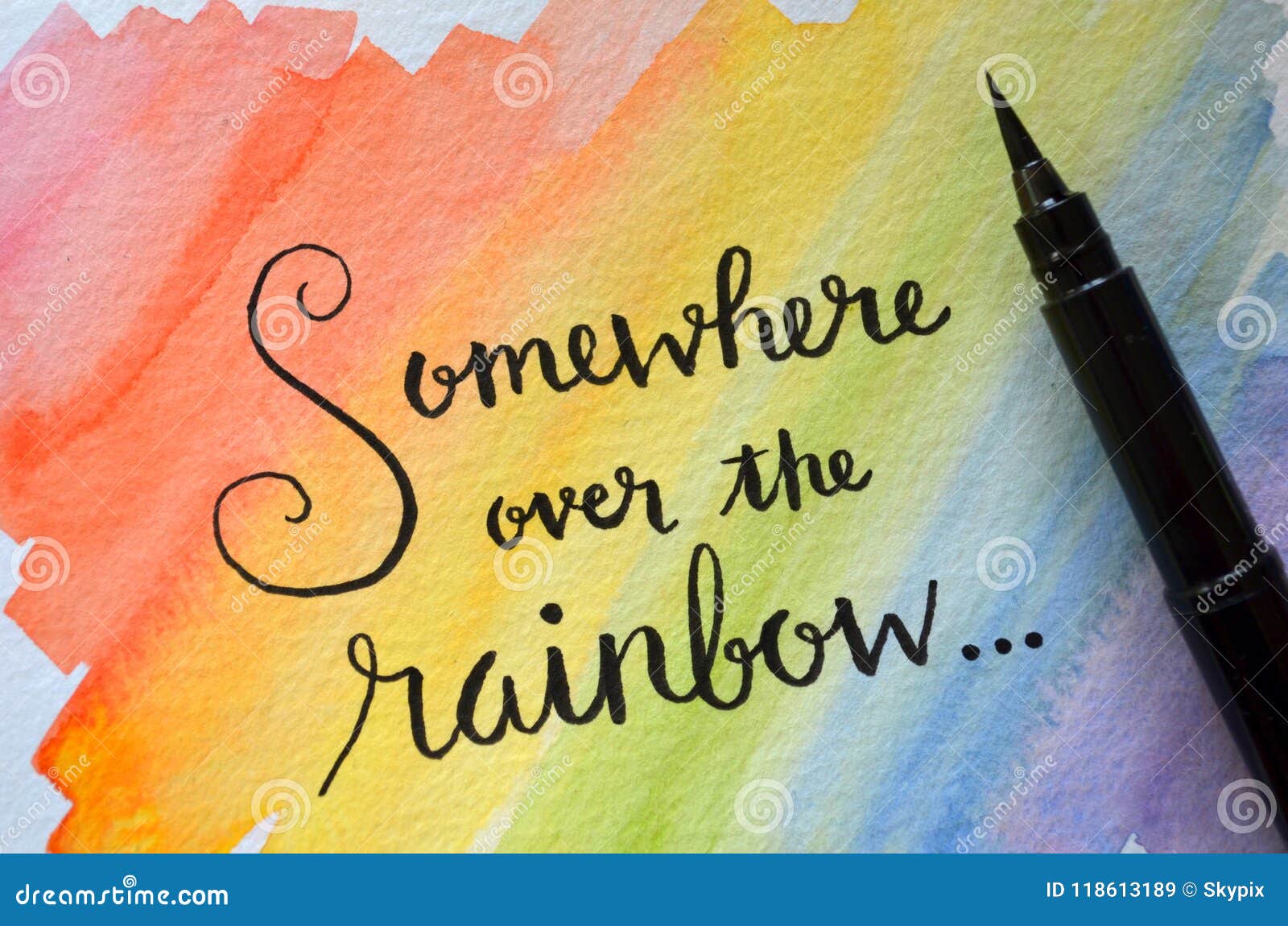 SOMEWHERE OVER the RAINBOW Hand-lettered in Notebook Stock Illustration ...