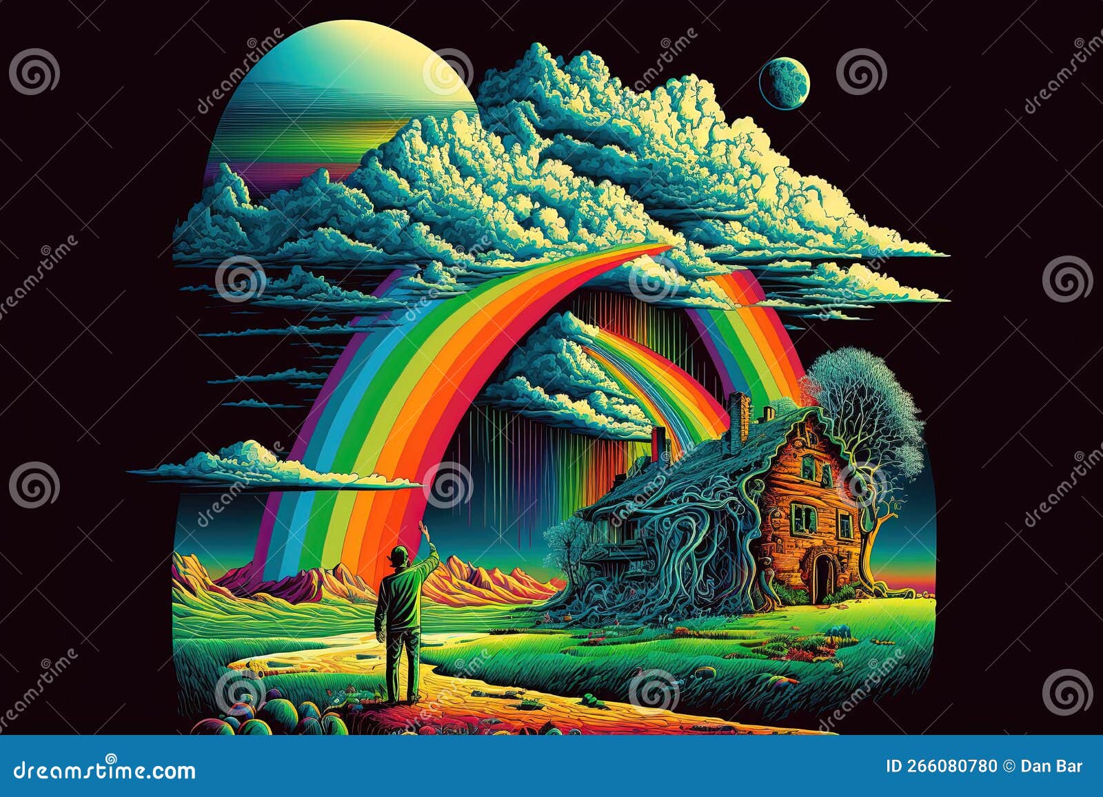 Somewhere Over the Rainbow, Psychedelic Image Concept, Generative Ai ...