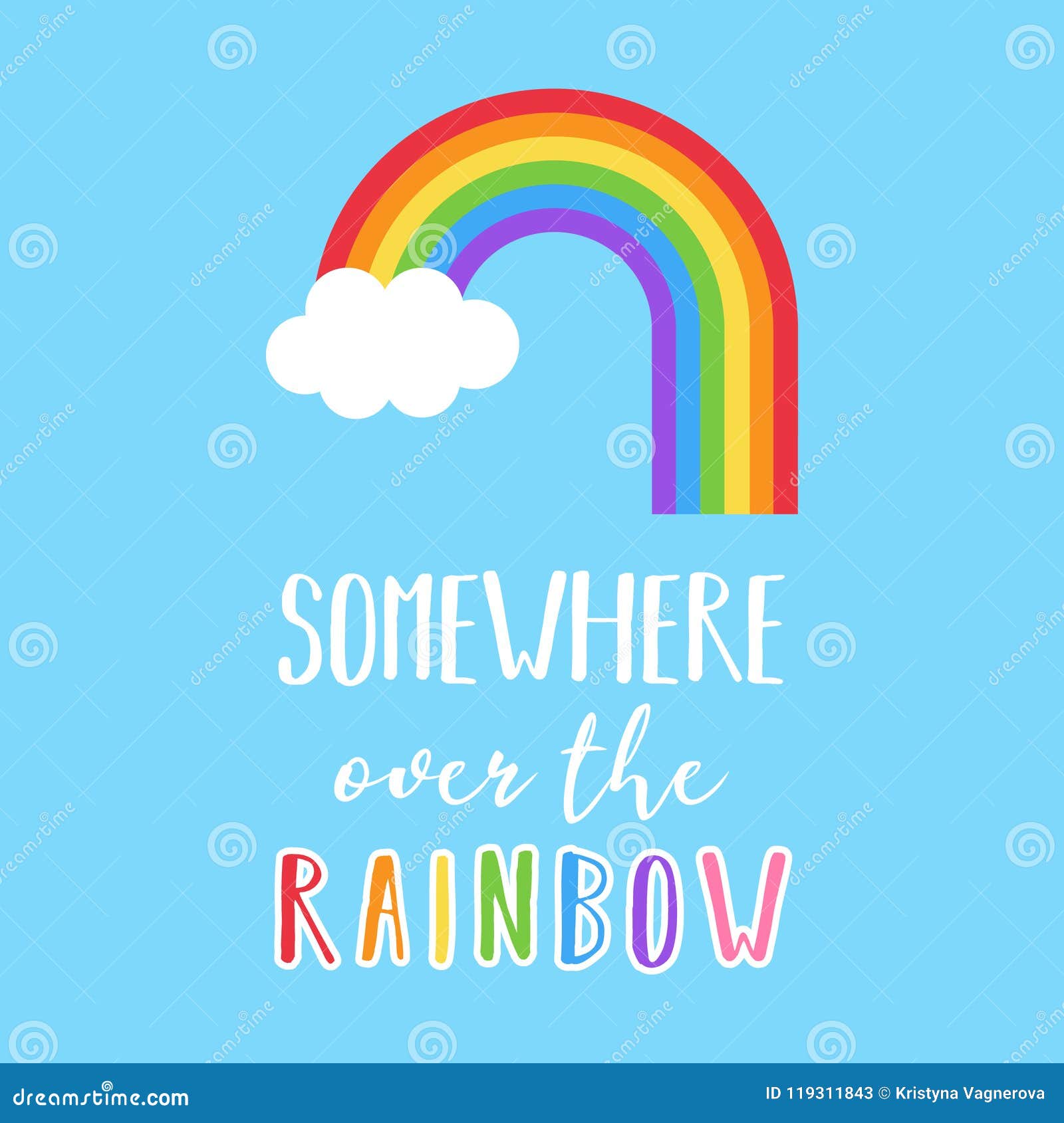 Somewhere Over The Rainbow Calligraphy Lettering Text And Illustration ...