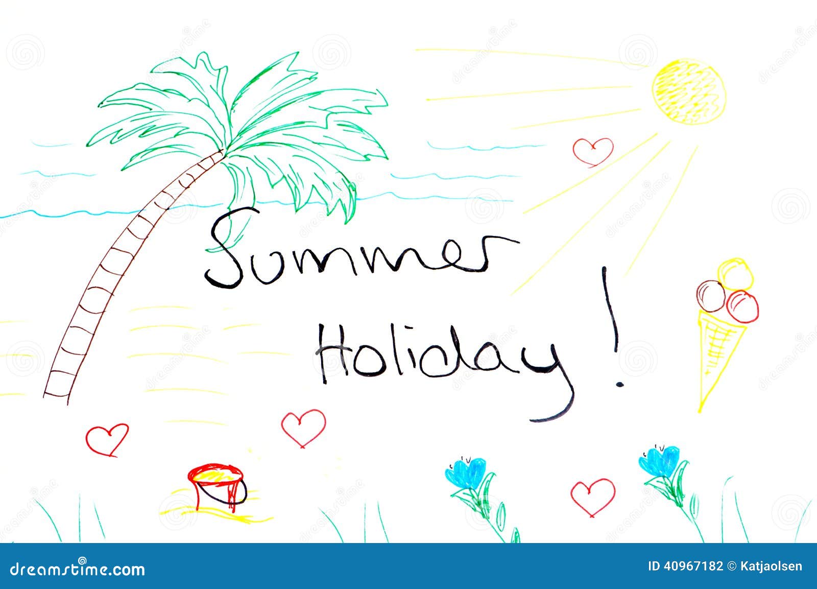 Sommarferie Och Semester - Strand Och Sol Stock Illustrationer ...