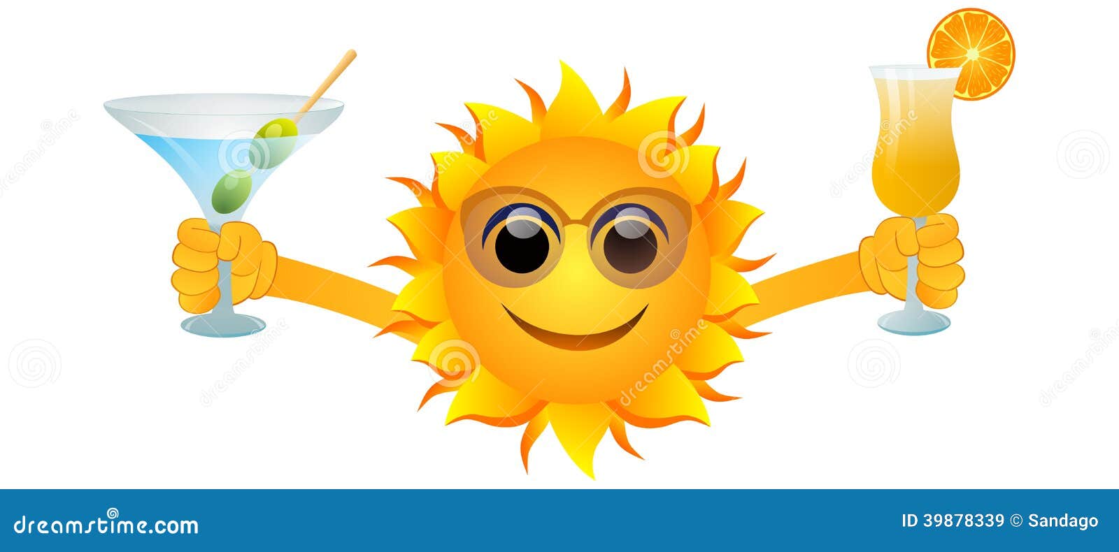 Sommarsol och drinkar vektor illustrationer. Illustration av fläck ...