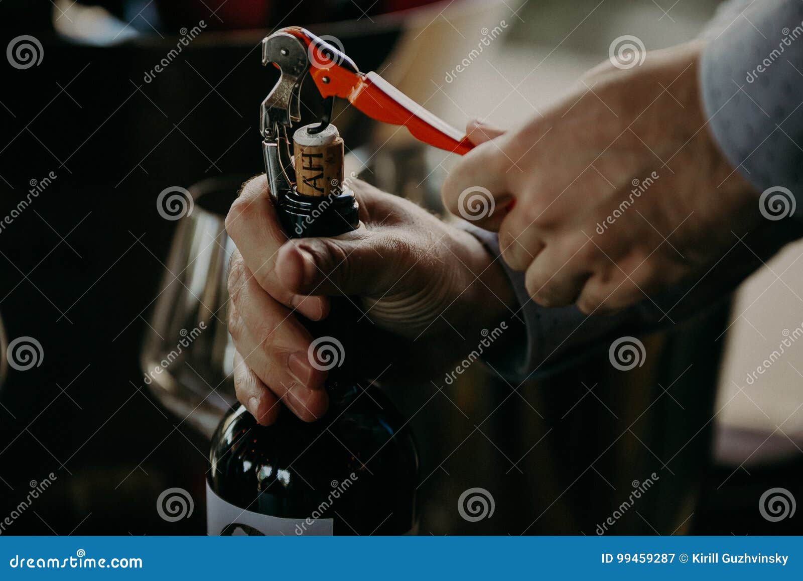 Sommelier Opening Wine Bottle in the Wine Cellar Stock Image - Image of ...