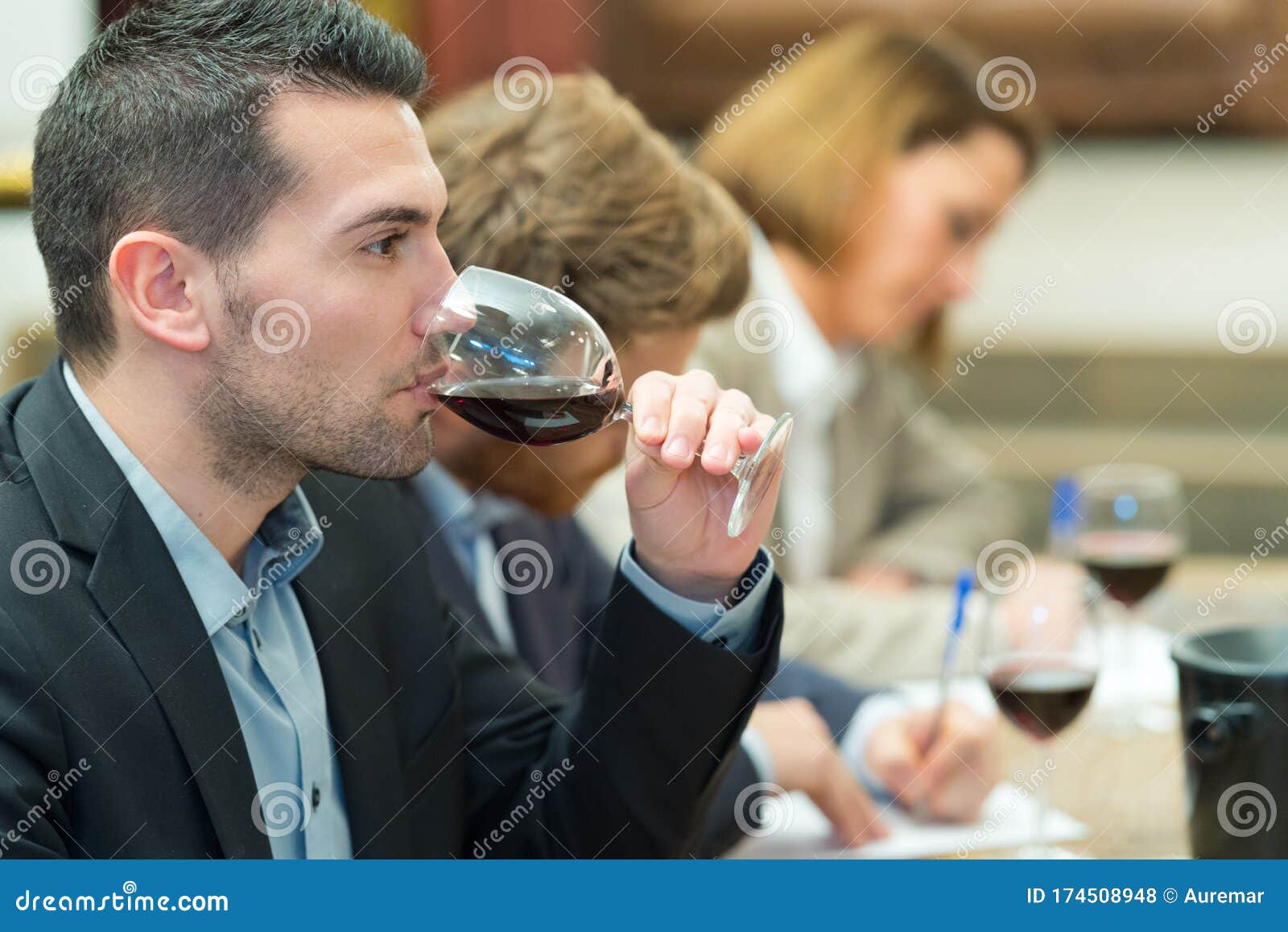 Sommelier tasting red wine stock photo. Image of skilled - 174508948