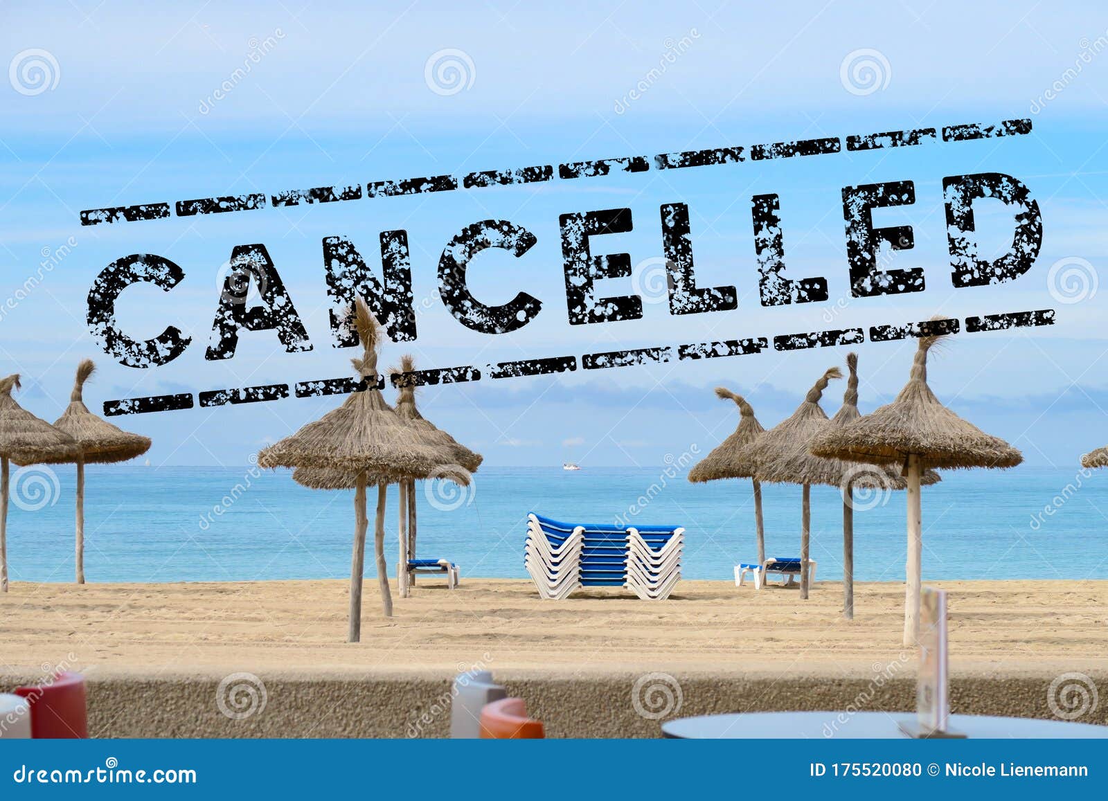 Sommer Holiday at the Beach Cancelled Stock Photo - Image of blue ...