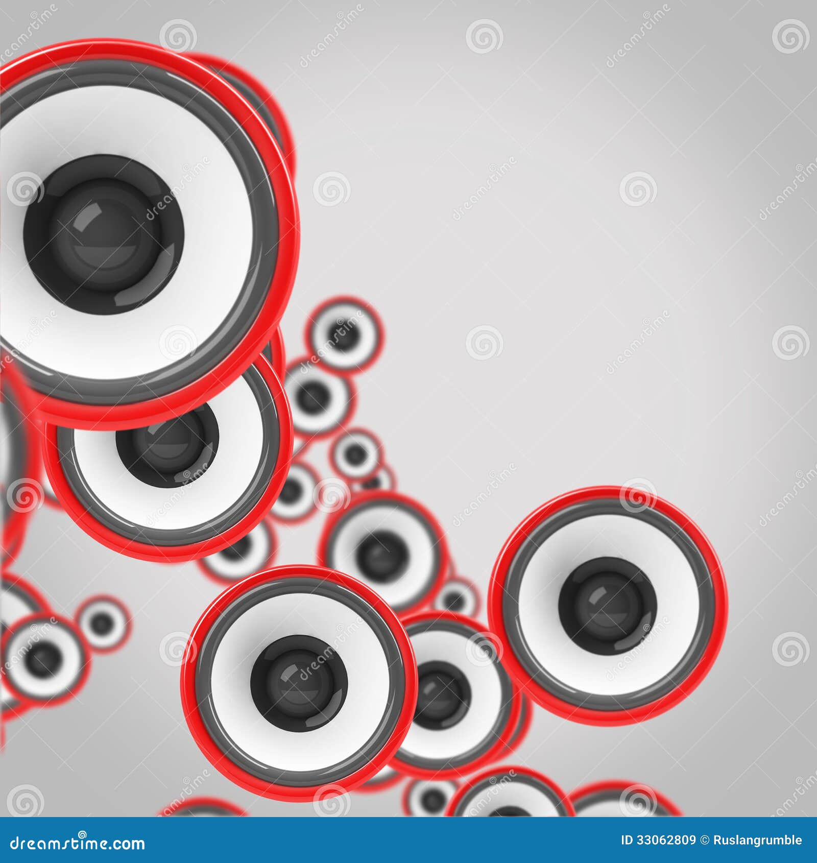 Sommige Rode Luidsprekers Op Grijze Achtergrond Stock Illustratie ...