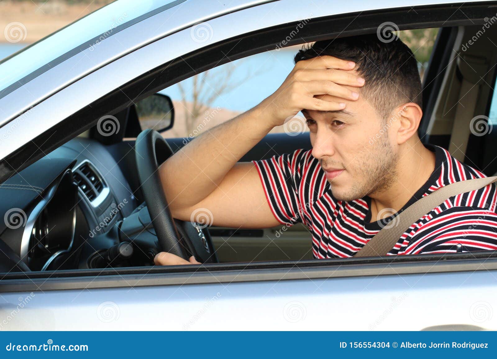 Somnolent Young Driver Feeling Sick Stock Photo - Image of depressed ...
