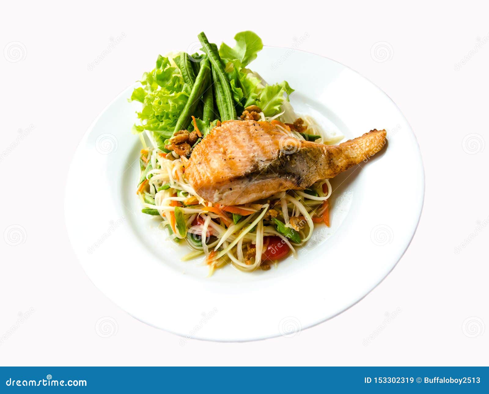 SOMTAM with Salmon stock image. Image of spicy, slice - 153302319