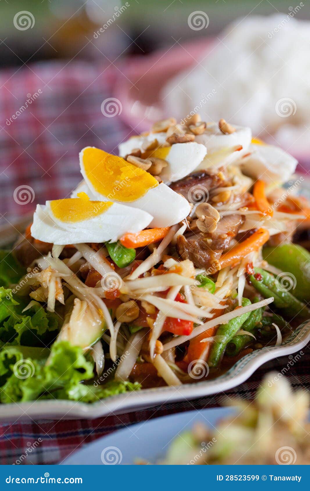 Somtum Thai food stock image. Image of stick, eating - 28523599