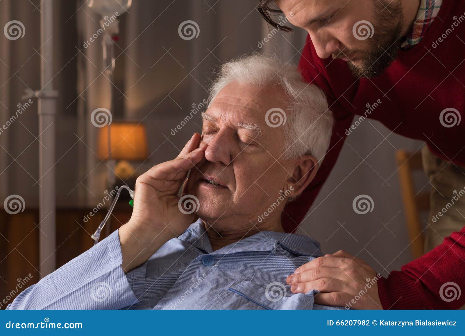 Son Caring about Dying Father Stock Photo - Image of disease, good ...