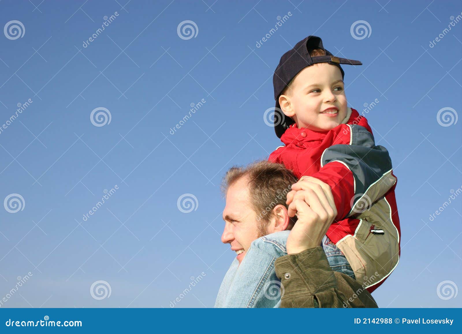 Son on father shoulders stock photo. Image of shoulder - 2142988