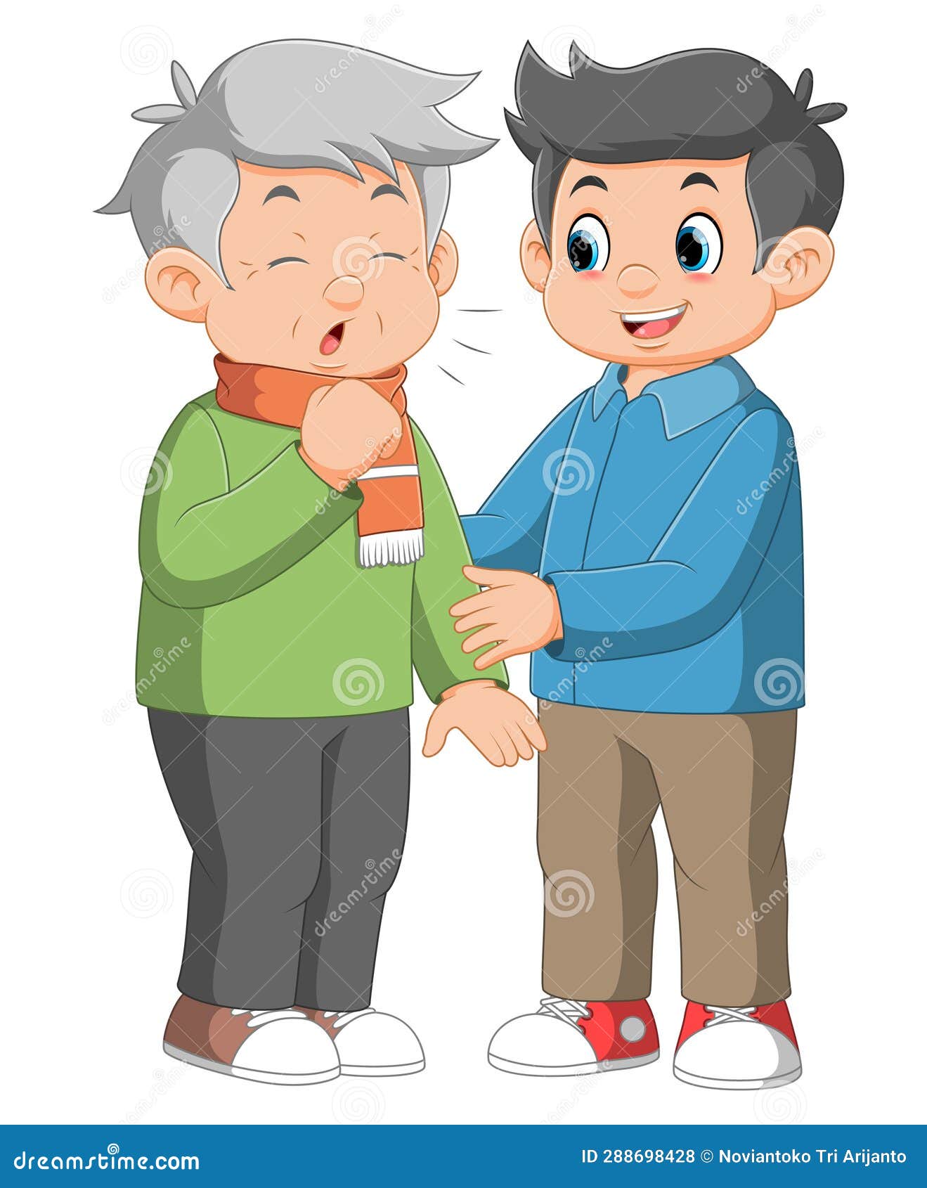 The Son Helped Support His Father Sick Stock Illustration ...