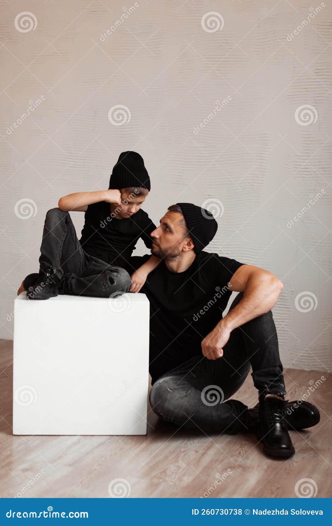 Son and His Father Fooling Around Stock Photo - Image of years, floor ...