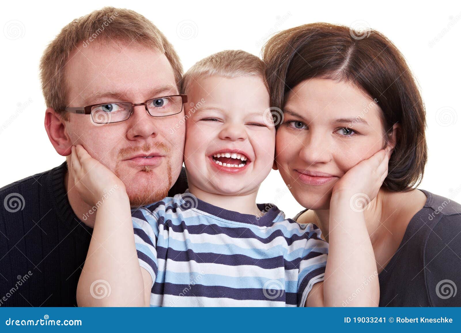 Son Holding Cheeks of Parents Stock Image - Image of mother, group ...
