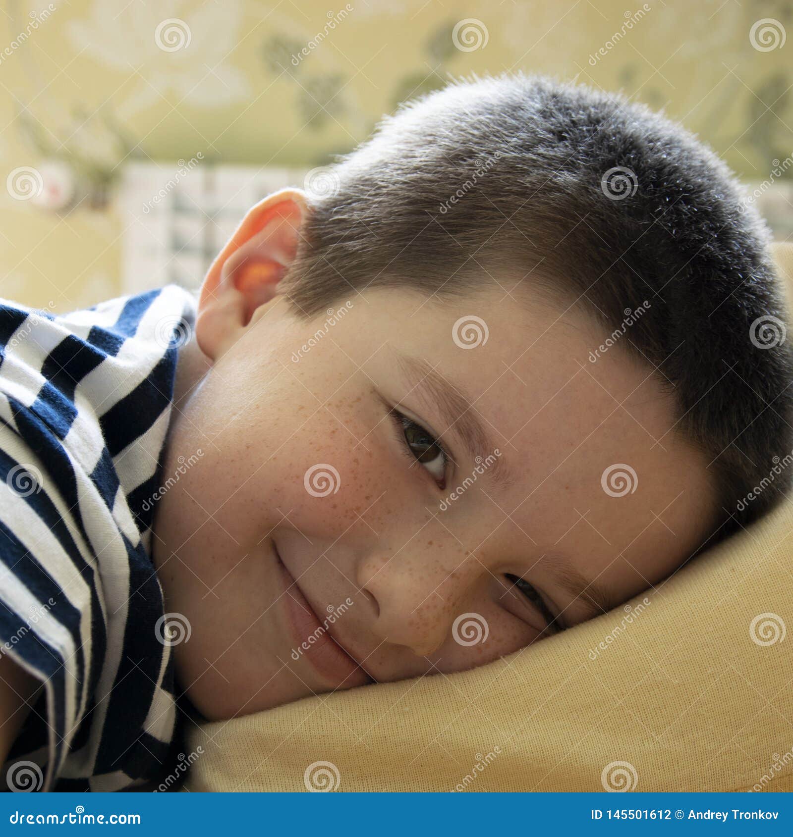 Son lay down to rest stock photo. Image of smile, small - 145501612