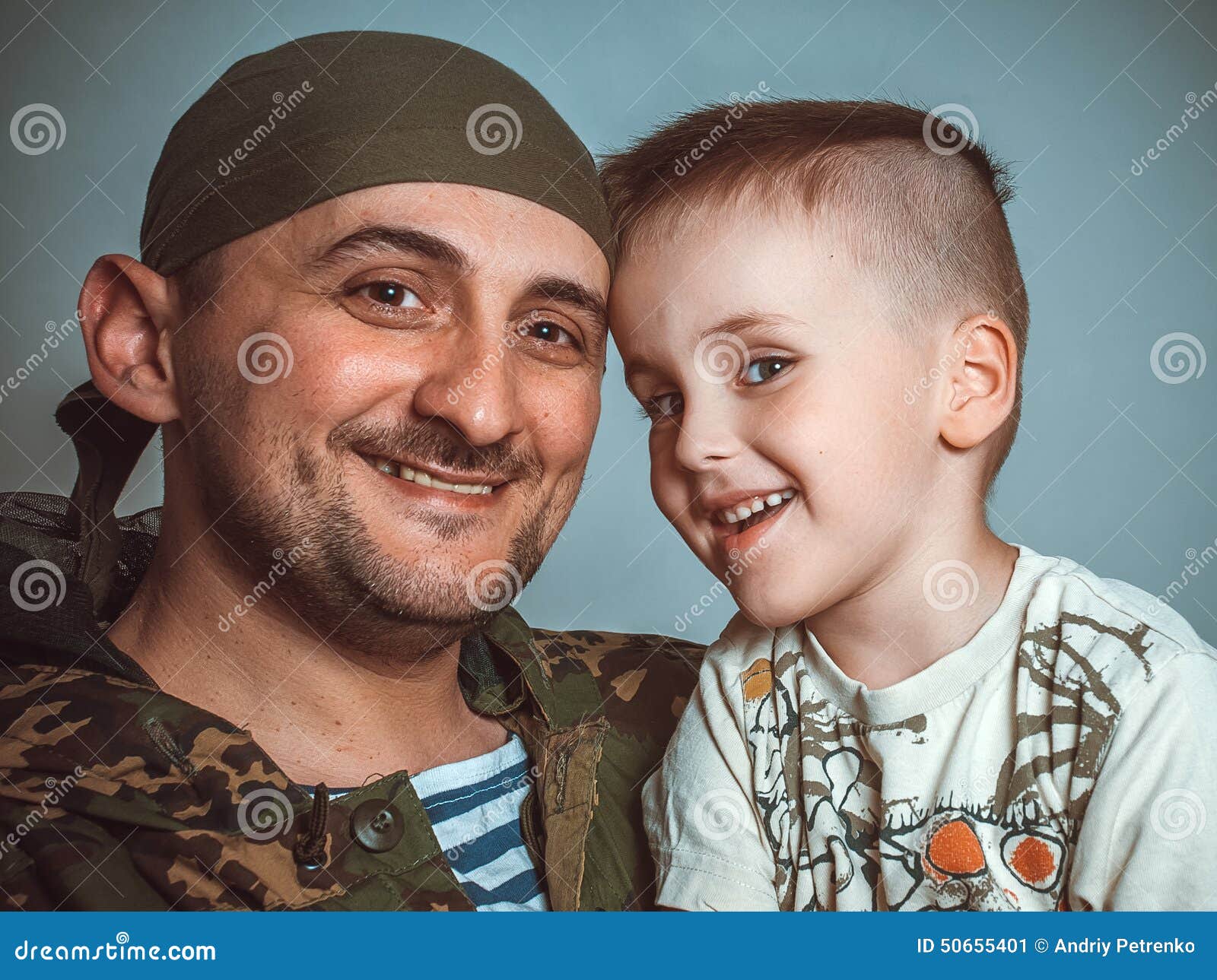 Son S Meeting with the Father Who Came Back from War Stock Image ...