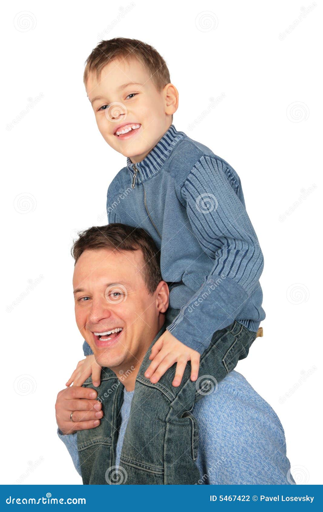 Son Sits on Father`s Shoulders Stock Photo - Image of life, smiling ...