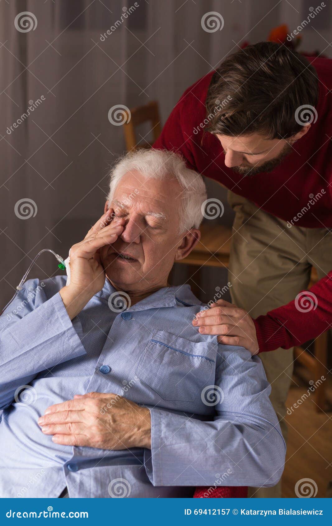 Son Supporting His Ill Father Stock Image - Image of incurable ...