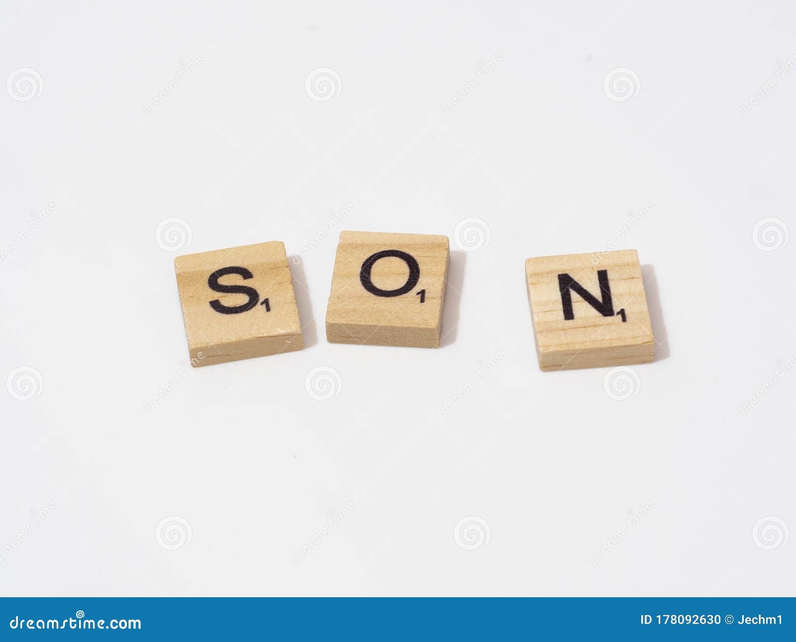 Son Word Written with Wooden Blocks Isolated Stock Photo - Image of ...