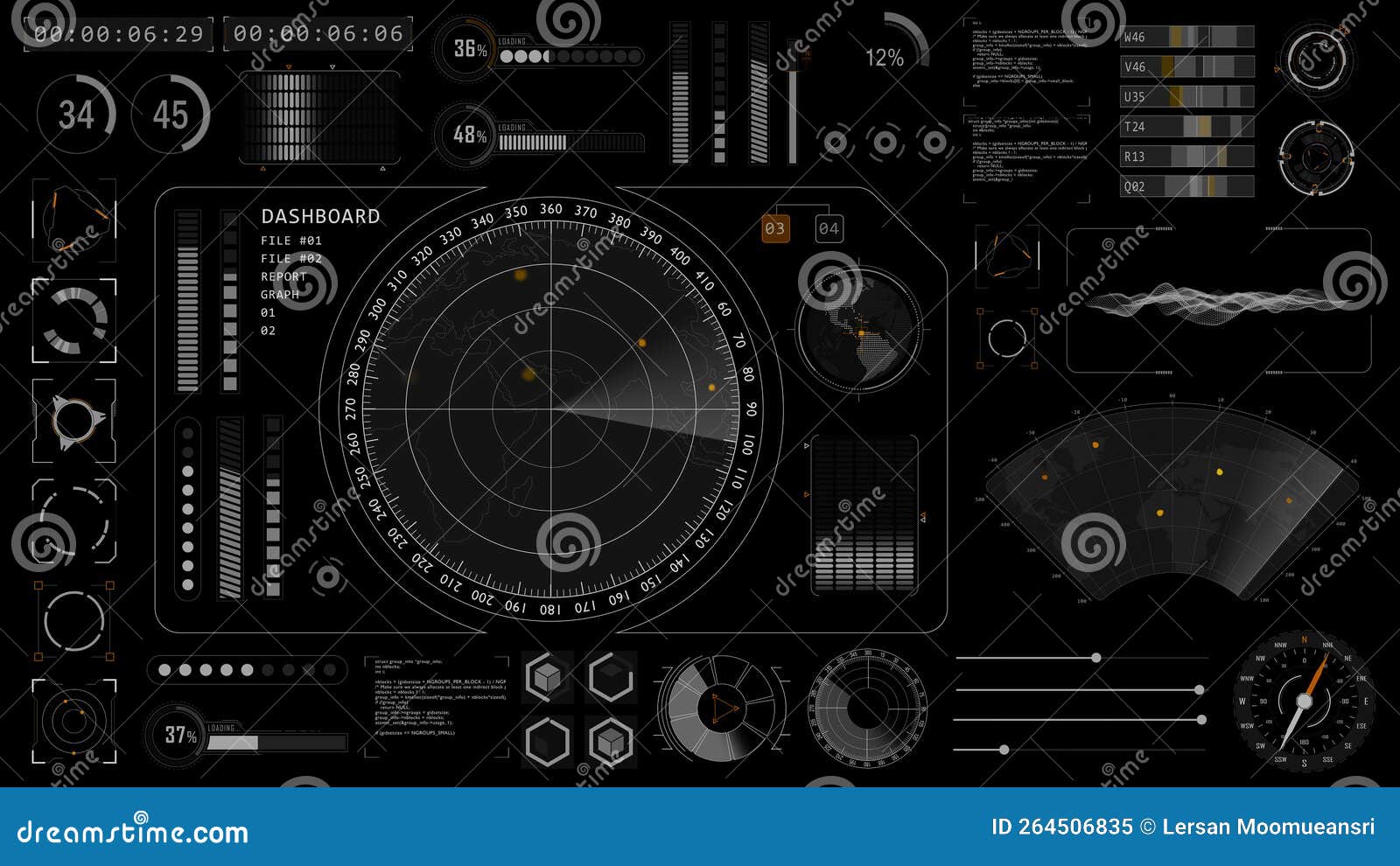 Sonar Radar Screen Searching an Object with Futuristic Head Up Display ...
