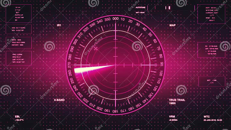 Sonar Screen for Submarines and Ships. Radar Sonar with Object on Map ...