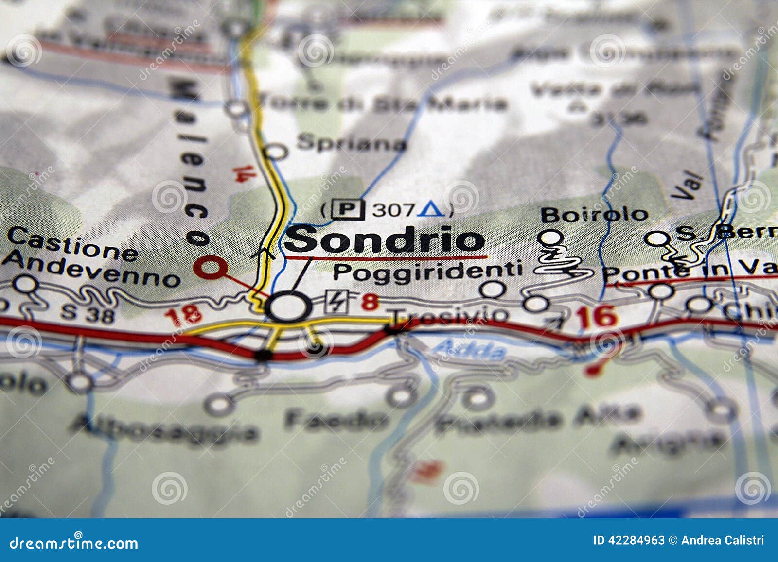 Sondrio on the map, Italy stock image. Image of valley - 42284963