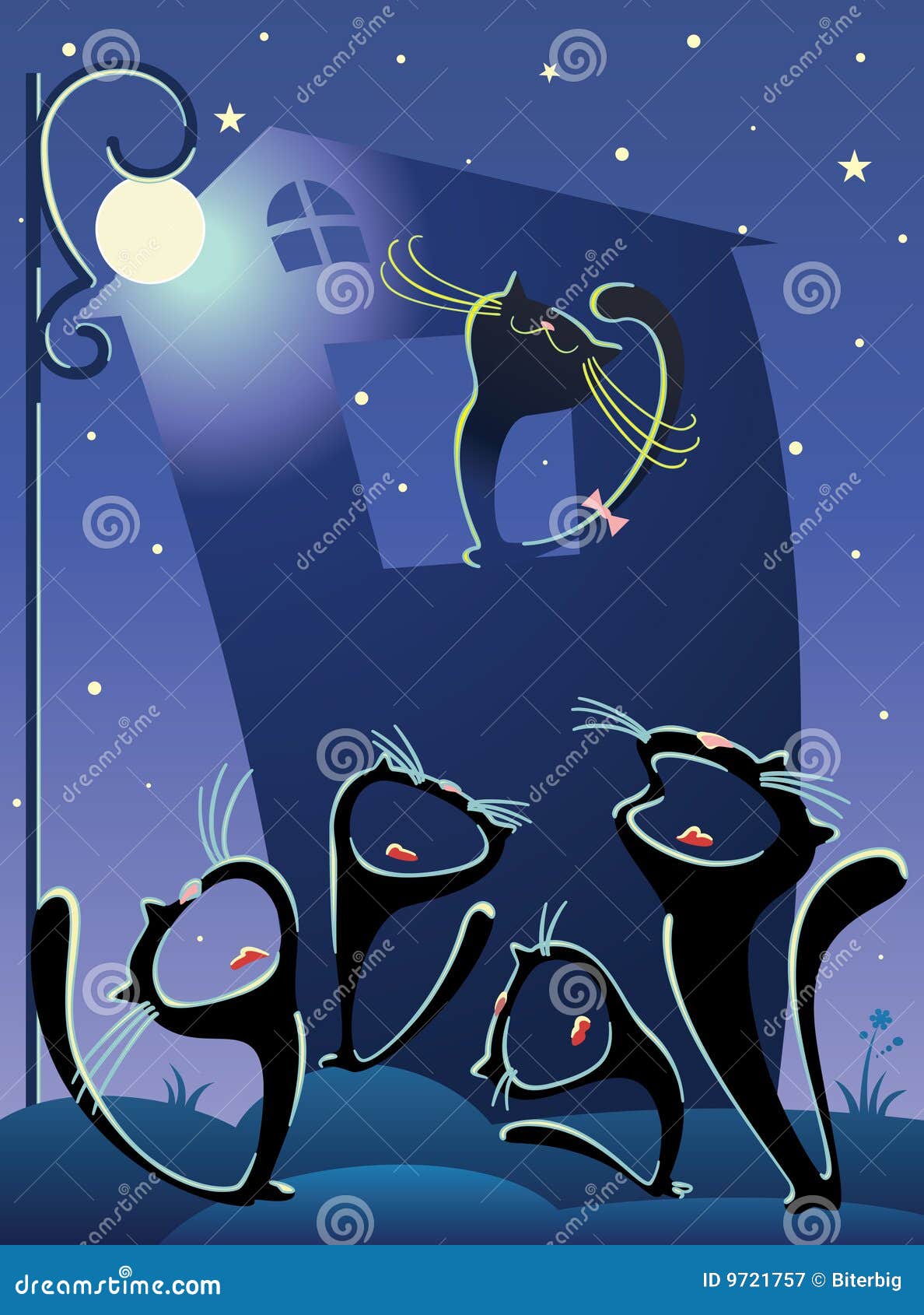 Song in night stock vector. Illustration of background - 9721757
