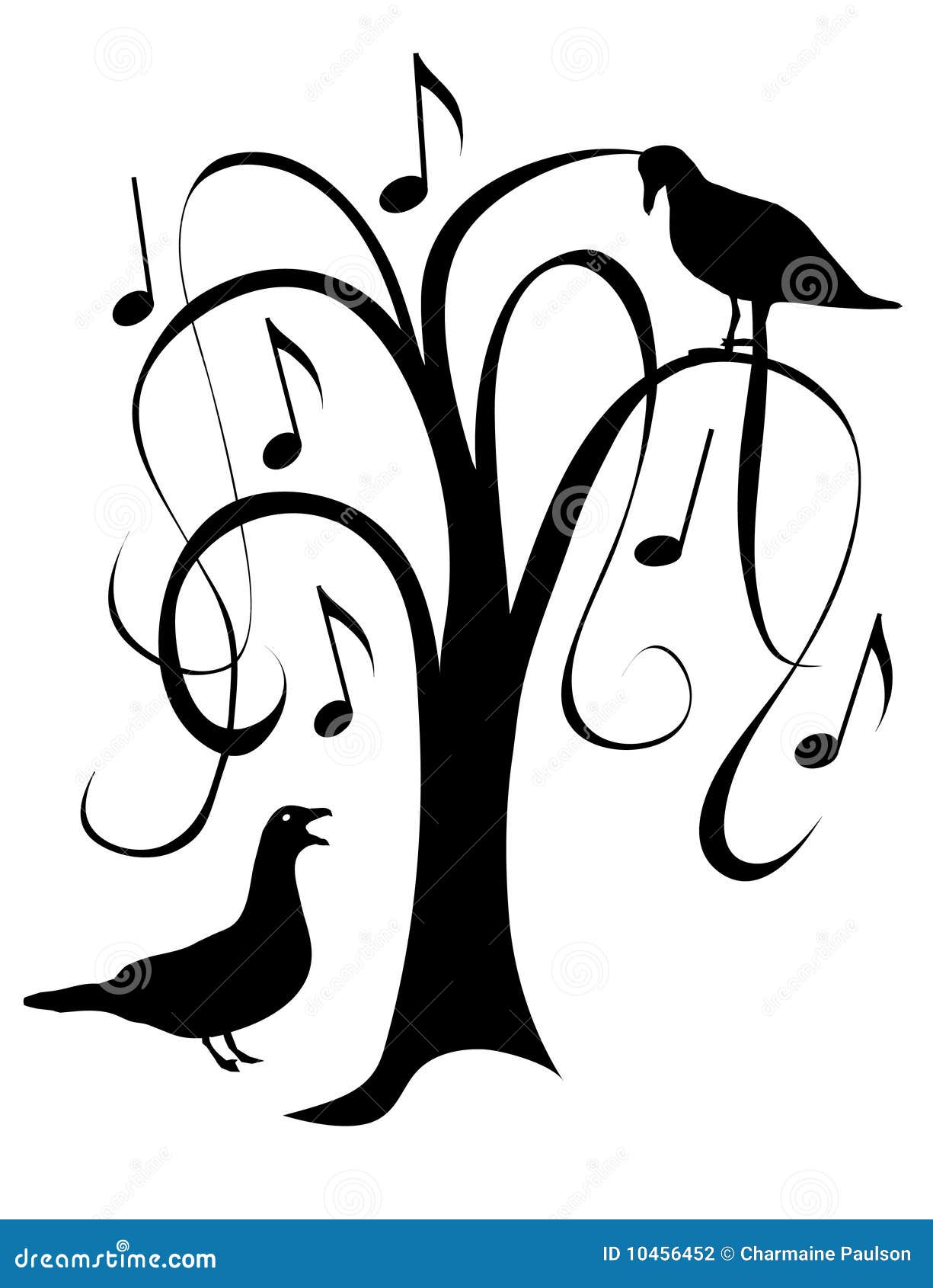 Songbirds stock vector. Illustration of silhouette, musical - 10456452